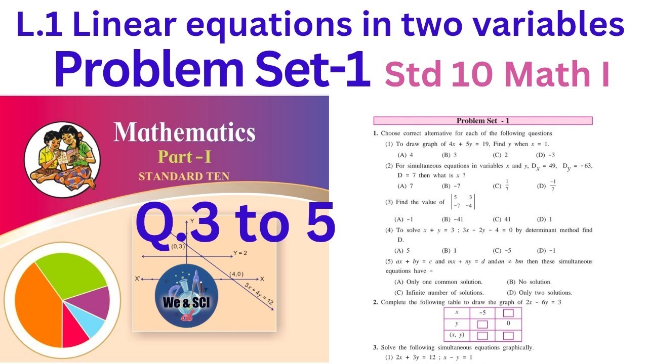 Problem Set-1 | Q.3 to 5 Linear Equations in Two Variables | Class 10th ...