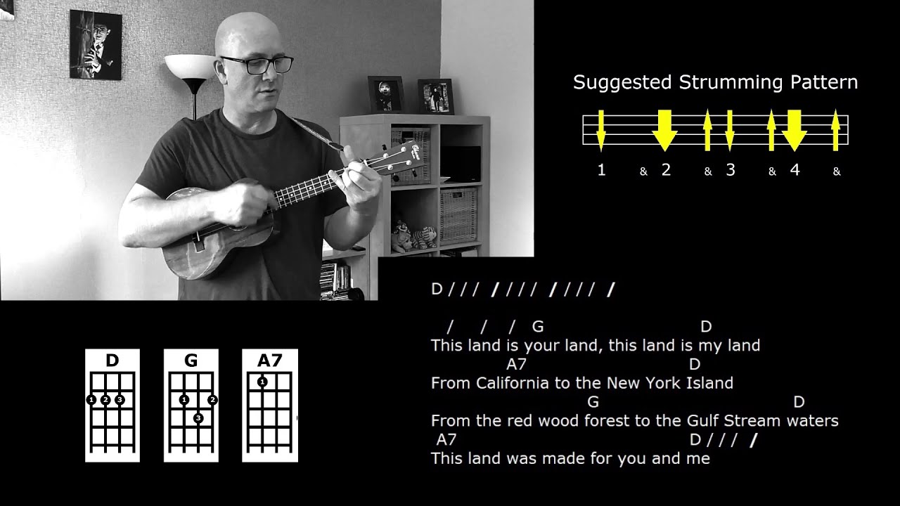 This Land Is Your Land - Woody Guthrie - Ukulele Strum Along Lesson ...