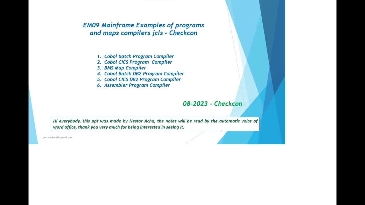 EM09 Mainframe JCL Compilers Cobol Cics Batch Maps Assembler DB2 ...