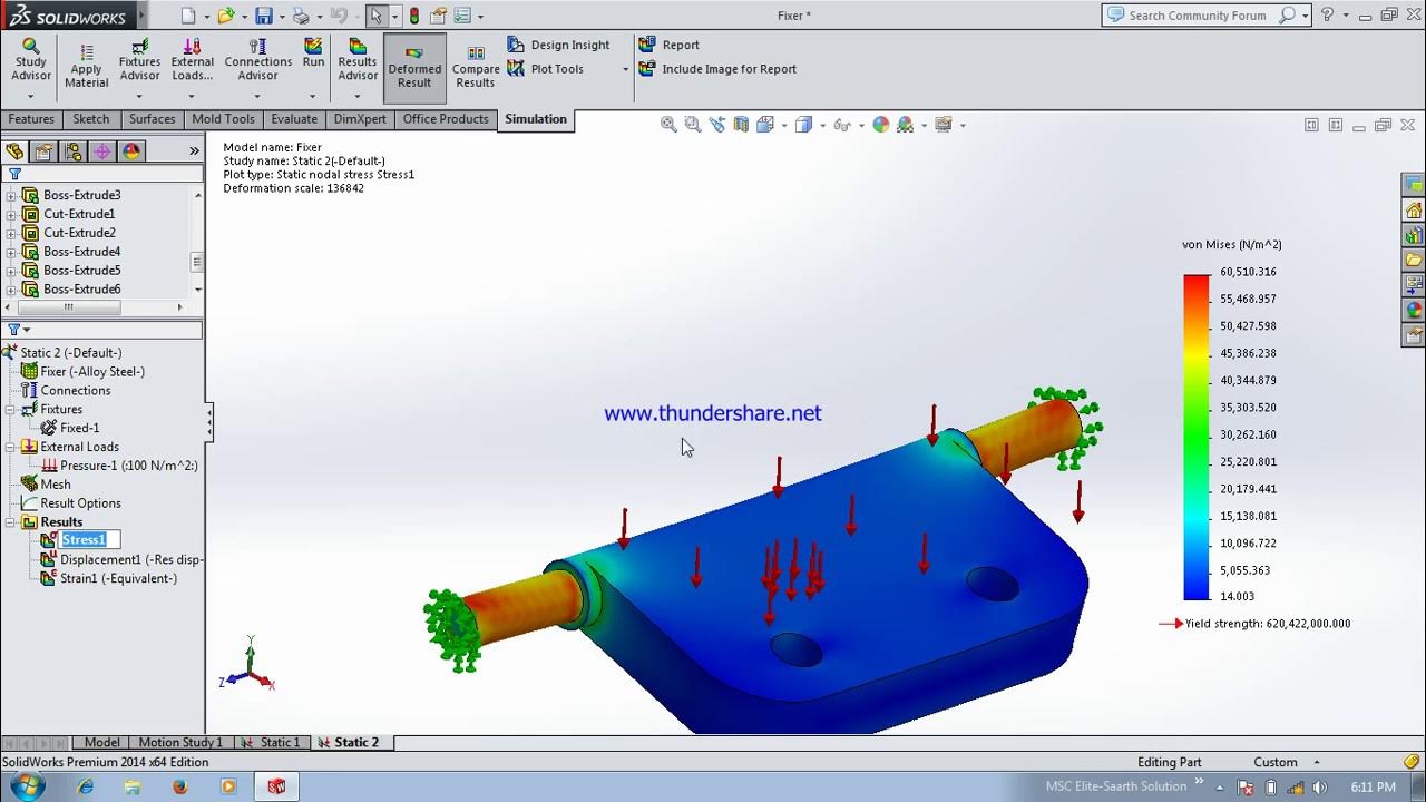 Solidworks Finite Element Analysis Tutorial Static Analysis - YouTube