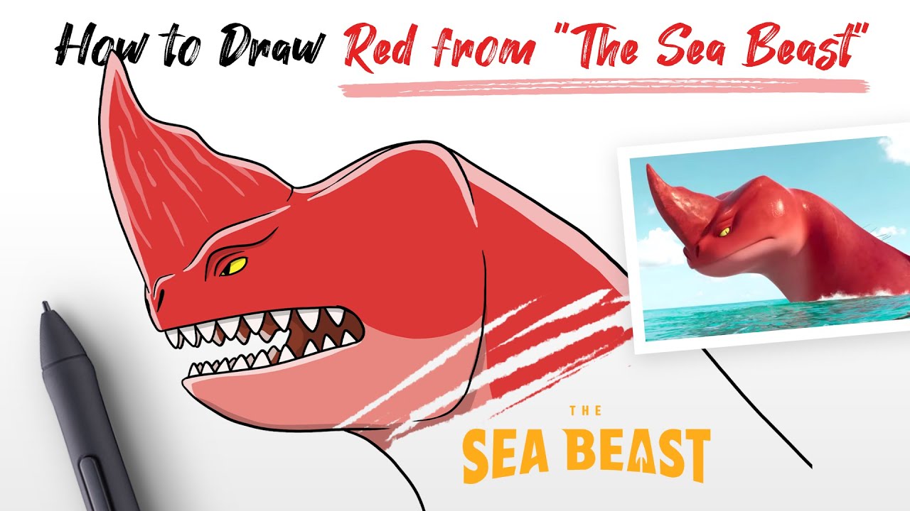 How to Draw a Red Monster from The Sea Beast Easy Step By Step - YouTube