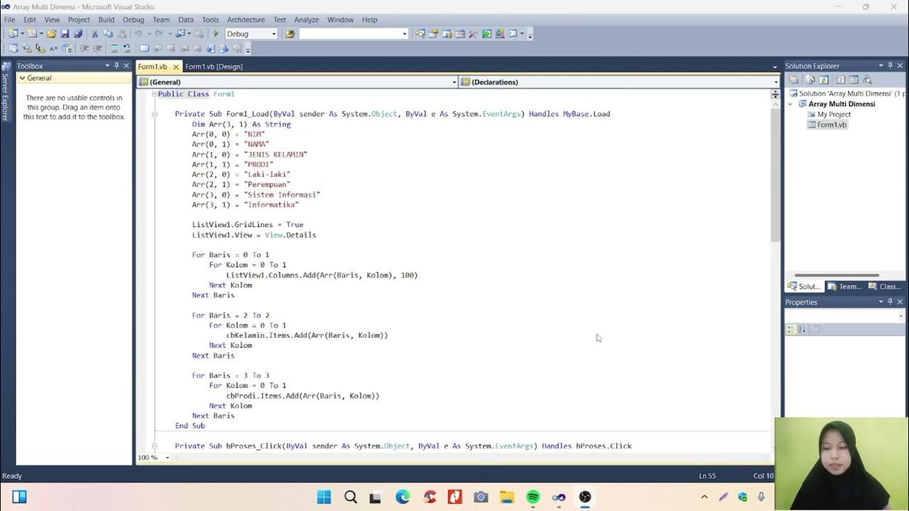 Tutorial Membuat Program Array Satu Dimensi dan Array Multi Dimensi Menggunakan Microsoft Studio ...