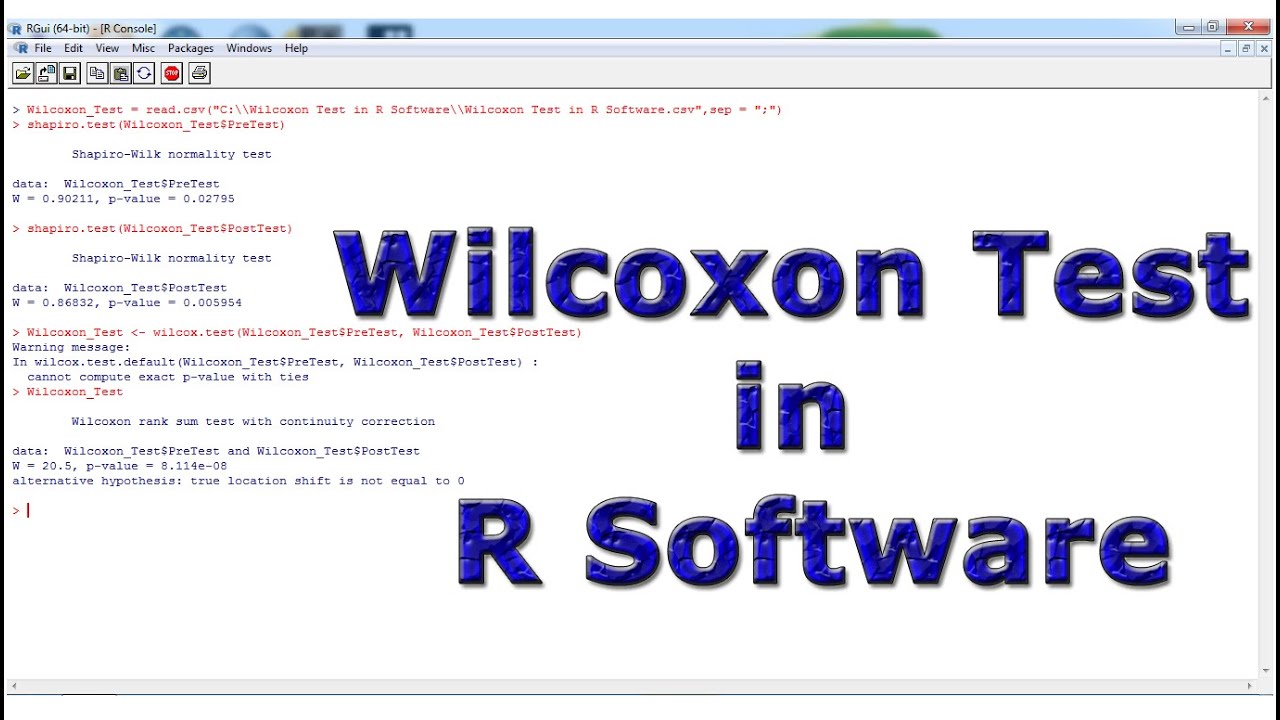 Wilcoxon Test in R Software - YouTube
