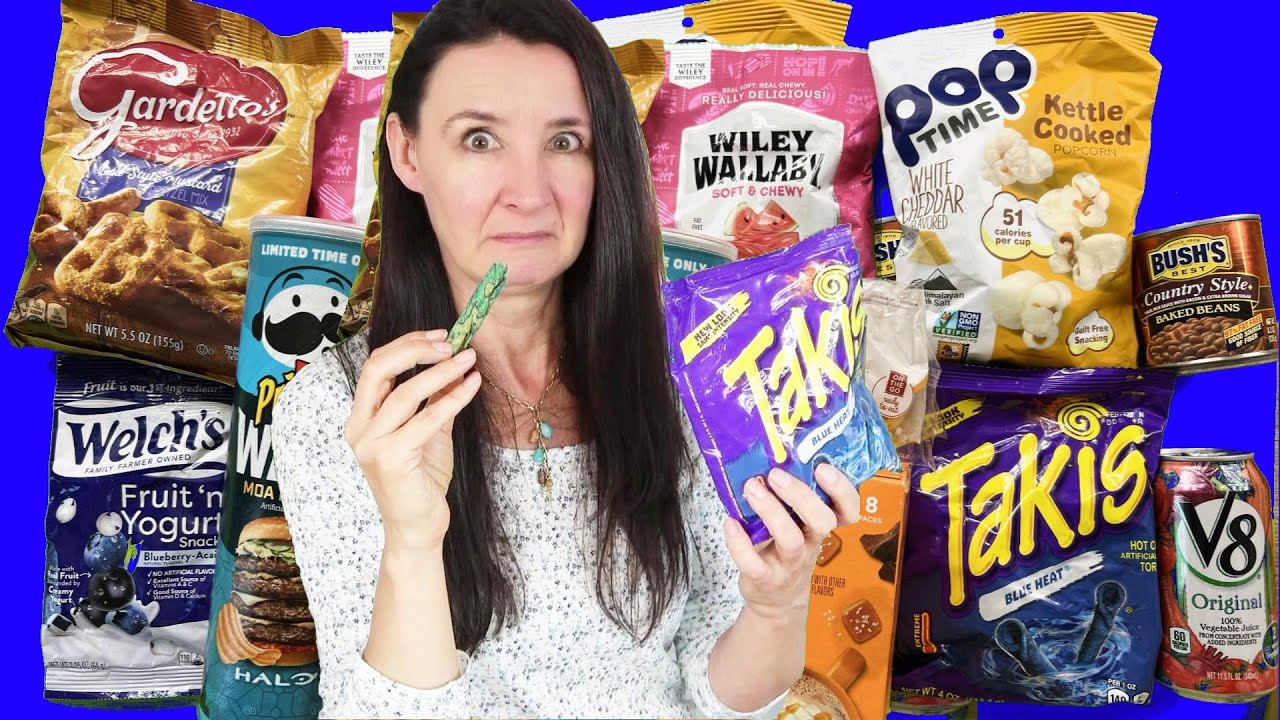 American Taste Test Moa Burger Pringles and Blue Heat Takis Fuego - YouTube