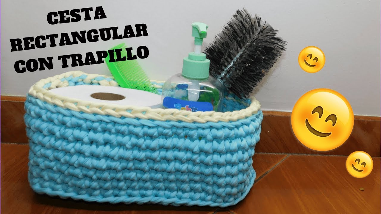 CESTA RECTANGULAR EN TRAPILLO - Tutorial Paso a Paso - YouTube
