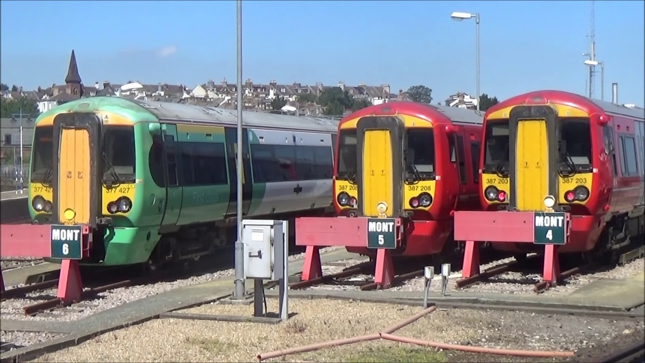 GX Electrostar class 387's and Southern class 377 sitting in the ...