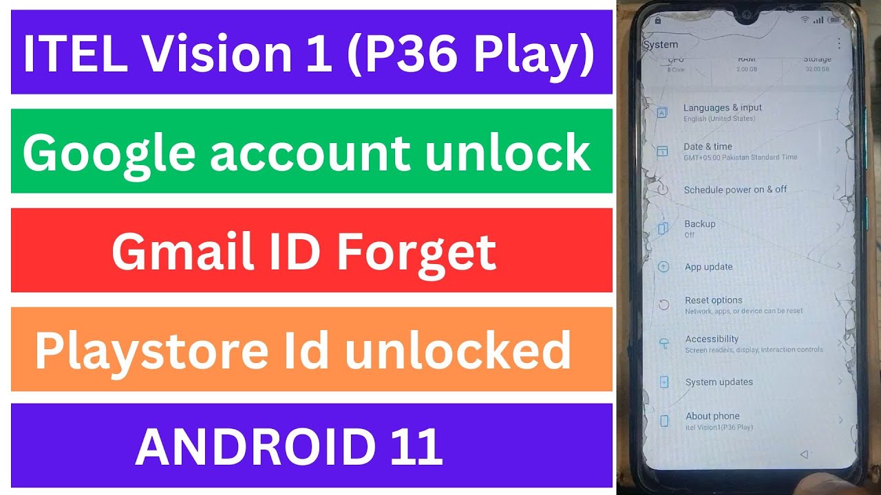 itel vision 1 p36 play google account unlock 2023 - gmail playstore id ...