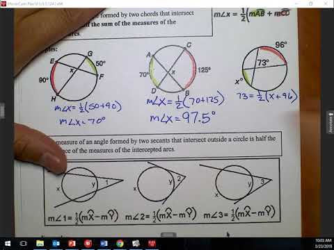 Unit 7 Geometry Circles - Angles formed by Chords Secants and Tangents ...