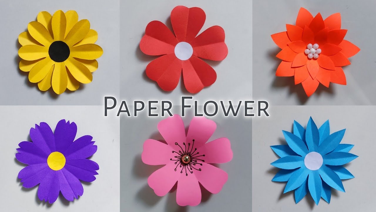 6 Easy Paper Flowers Craft | Paper Flower Making Idea | How To Make ...