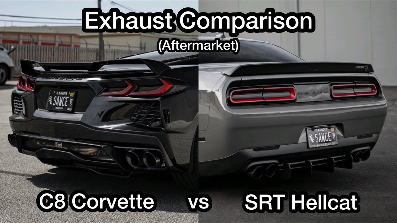 Hellcat vs C8 Corvette Aftermarket V8 Exhaust Battle - YouTube