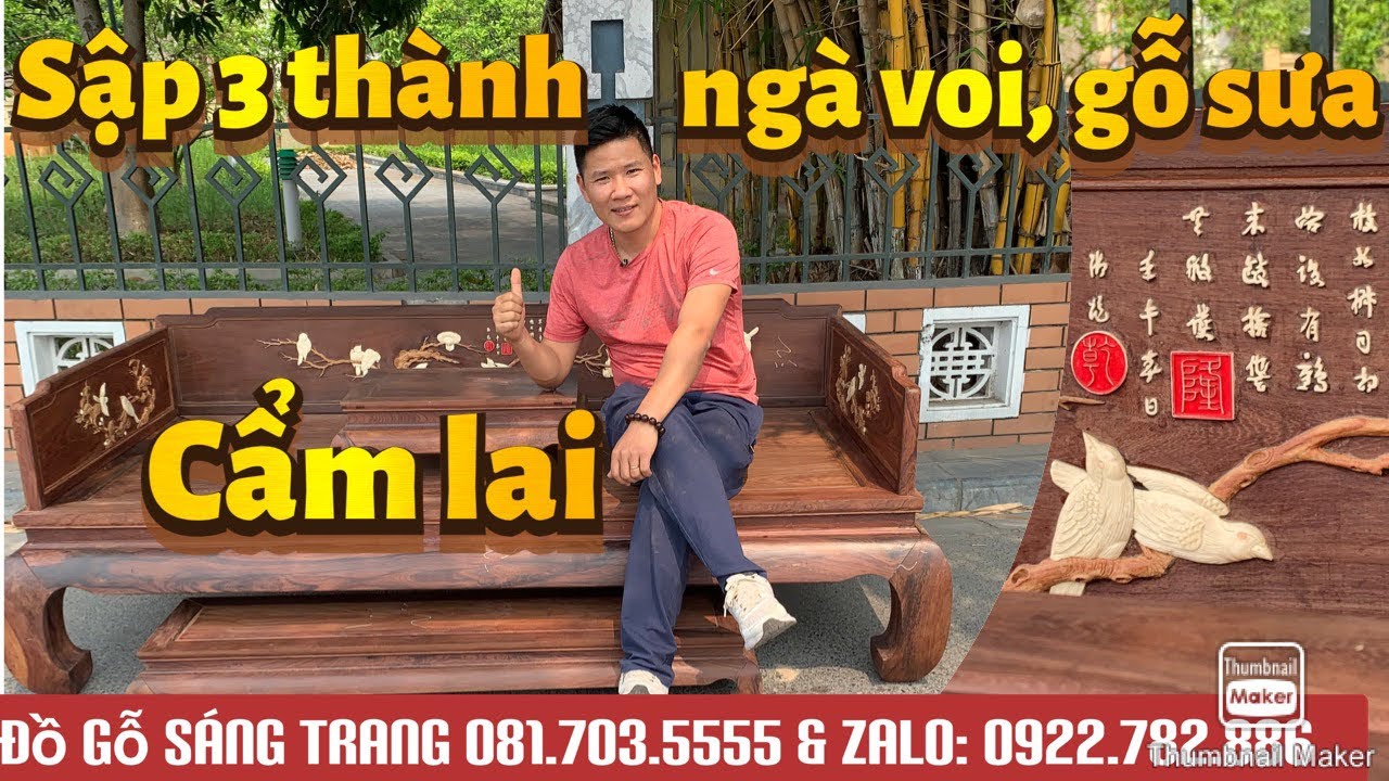 siêu phẩm sập 3 thành Cẩm lai kết hợp với ngà voi+ gỗ sưa quý hiếm ...