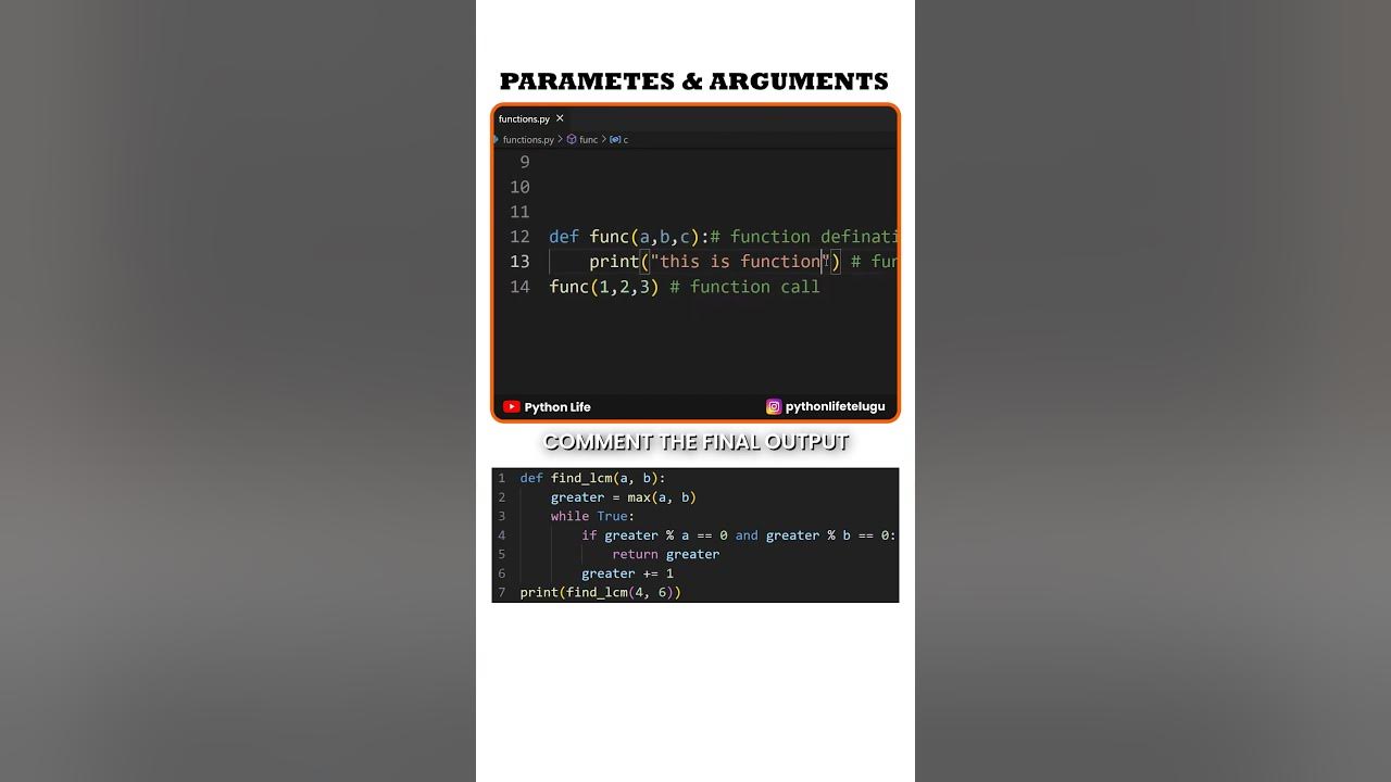 Parameter Arguments in Telugu Python - YouTube