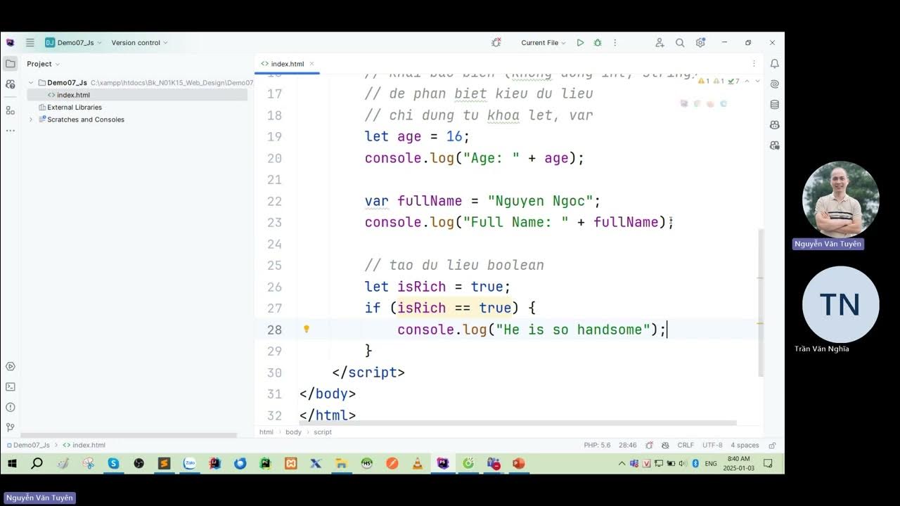 2. Cách sử dụng biến thông dụng trong JS - YouTube