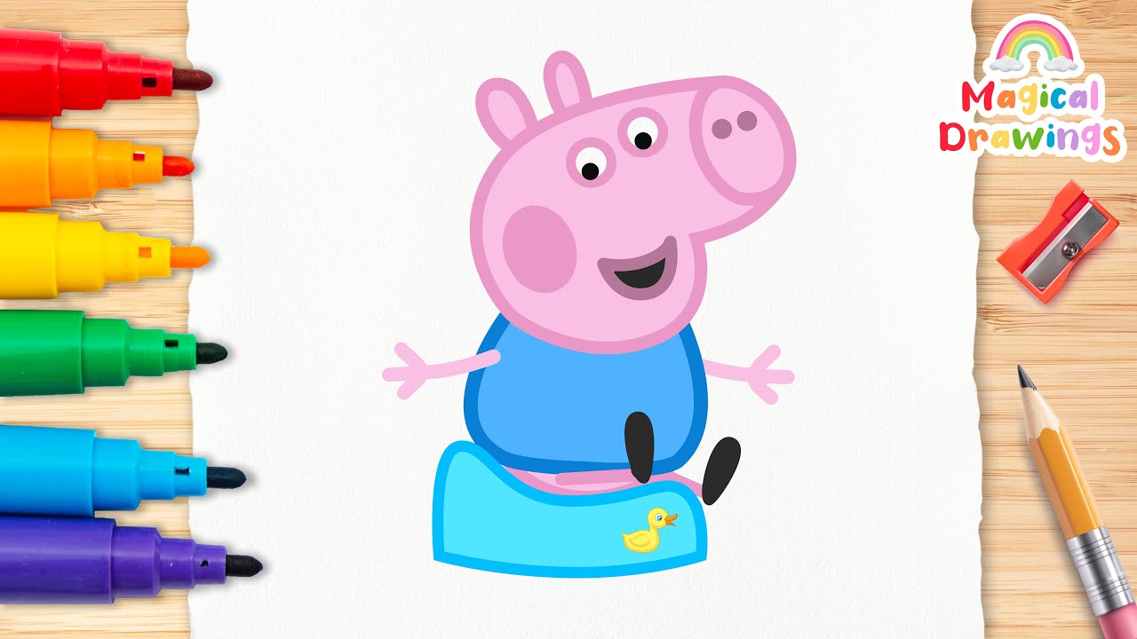George Pig Potty Training Drawing | Easy George Pig, Peppa's Brother ...