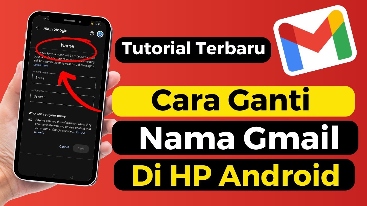 Cara Mengganti Nama Akun Gmail Di HP Android - YouTube