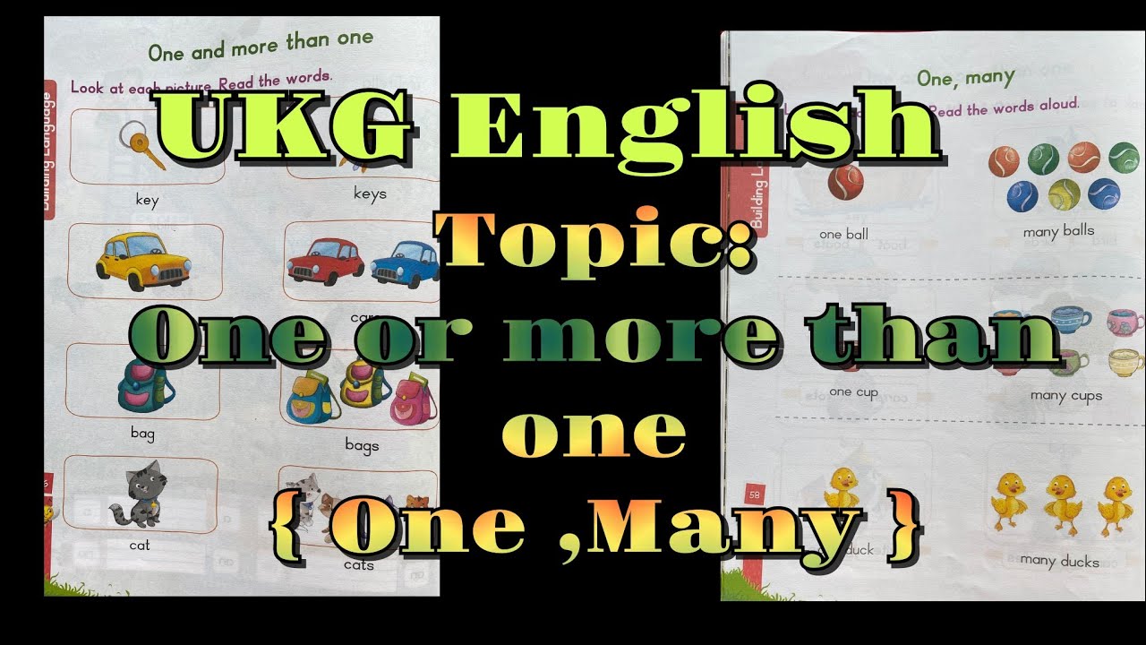 UKG English/One and More than one or One and many/Practice Worksheet ...