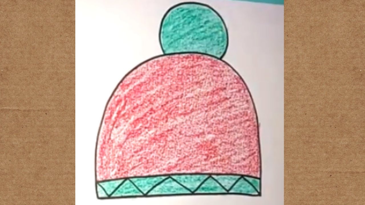 easy woollen cap drawing // drawing for kids - YouTube