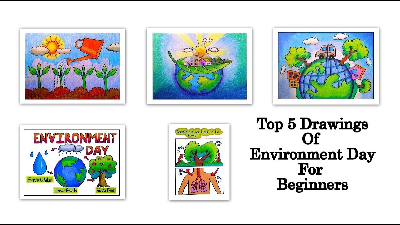 TOP 5 ENVIRONMENT DAY DRAWING | WORLD ENVIRONMENT DAY POSTER DRAWING BY ...