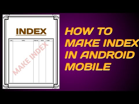 How To Make Index Of Project In Mobile - Youtube