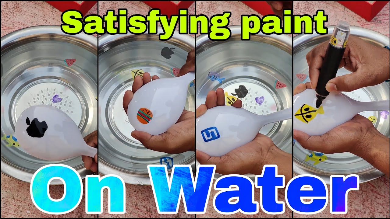 Satisfying paint on water Magical floating pen ink drawing - YouTube