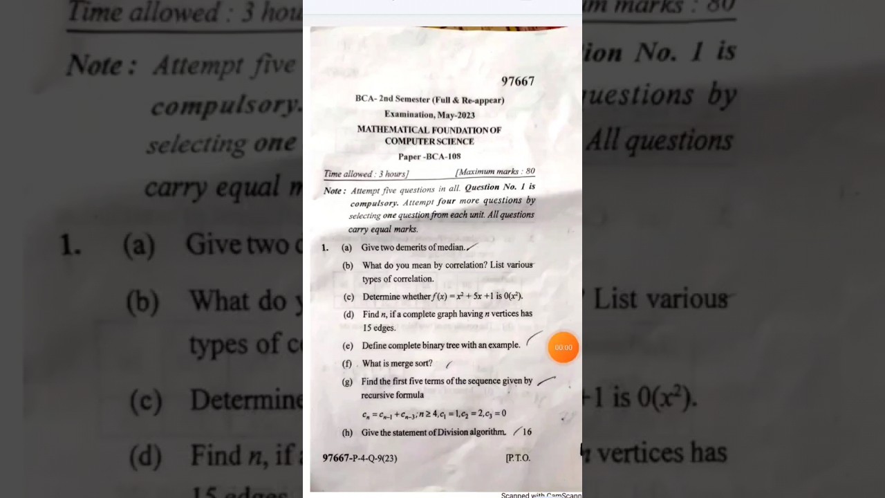 BCA 2nd Semester Examination 2023 Mathematical Foundation Of Computer bca-2nd-semester-examination-2023-mathematical-foundation-of-computer