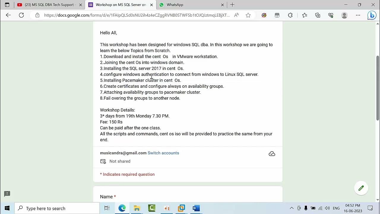 Workshop On MS SQL Server On Linux - YouTube