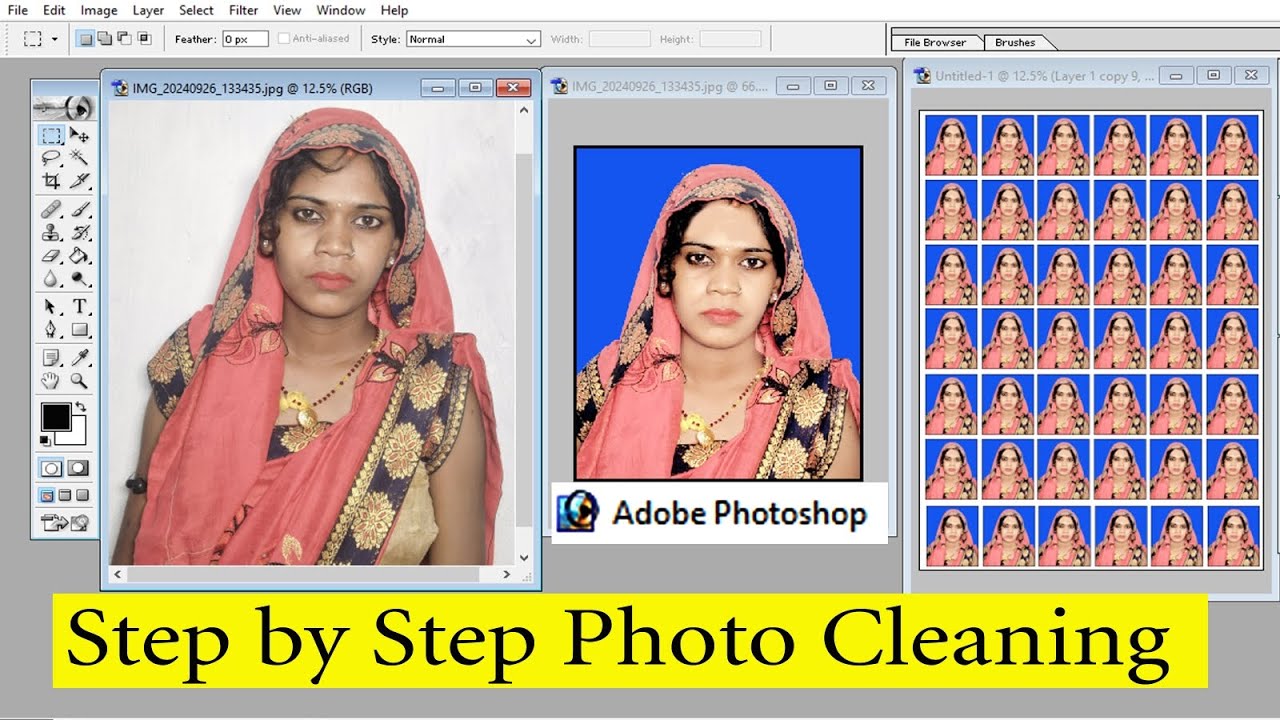 Adobe Photoshop 7.0 Photo finishing फोटो को साफ कैसे करें Face smooth ...