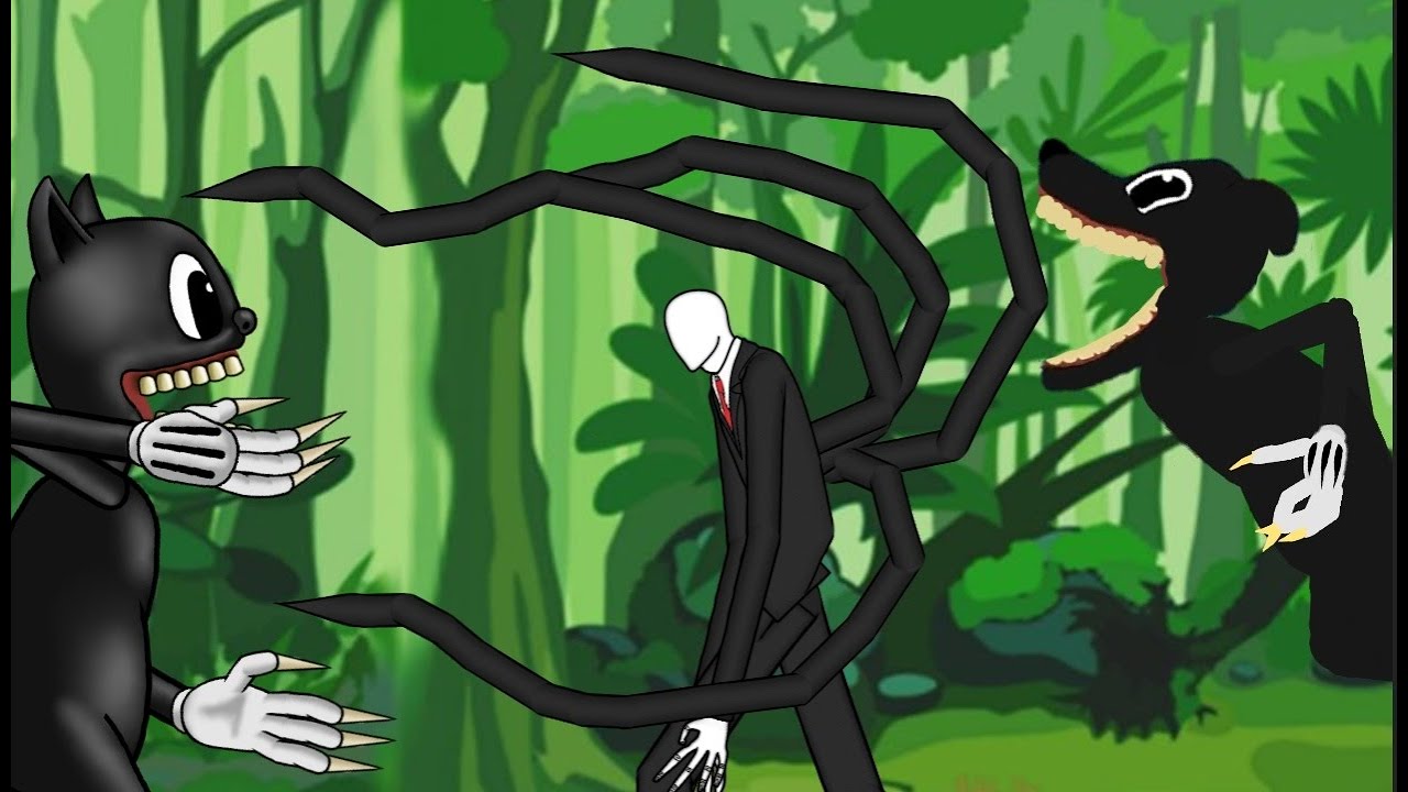 cartoon cat, cartoon dog VS slender man drawing cartoon 2dc2 animation ...