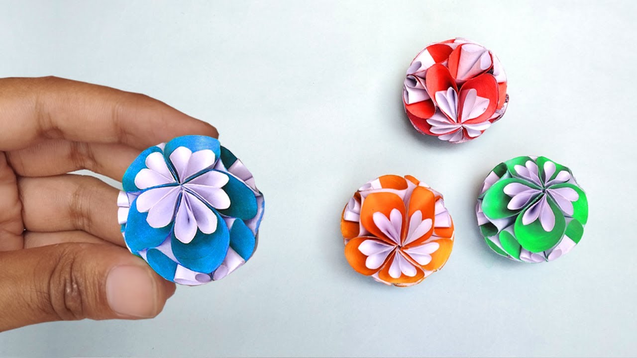 How to make a paper flower ball | Kusudama flower ball | Diy paper ball ...
