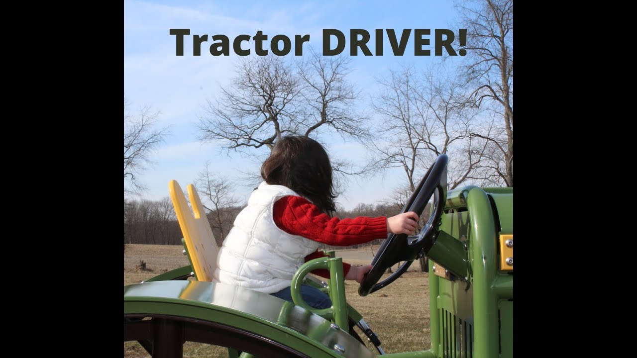 Abby pretend tractor driving at Malabar Farm new playground - YouTube