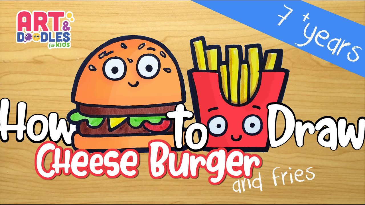 How to Draw a Cheeseburger and French Fries - YouTube