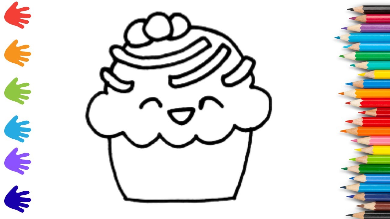 How To Draw cute cupcakes Drawing, Painting & Coloring For Kids and ...