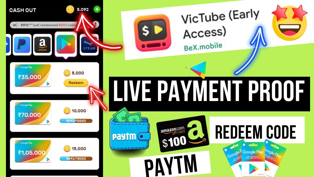 Vic Tube App Payment Proof | Free Redeem Code App | Google Play Redeem ...