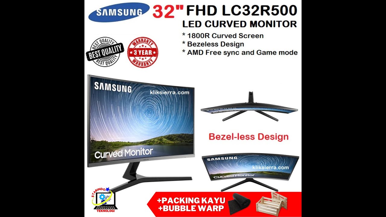 Samsung C32R500 Monitor LED 32" FHD Curved LC32R500FHEXXD GARANSI - YouTube