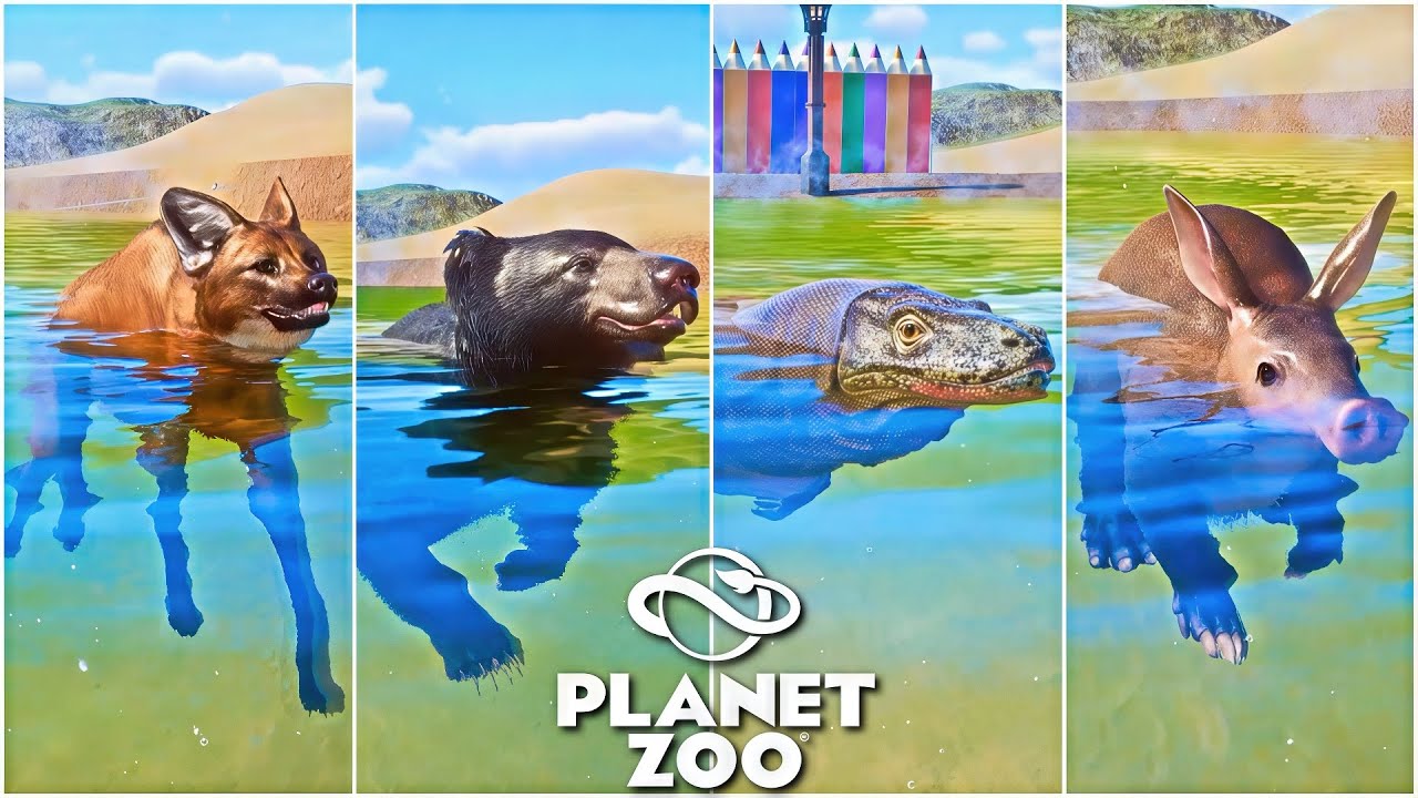Forest Animals Swimming Race in Planet Zoo | Aardvark, Komodo Dragon ...
