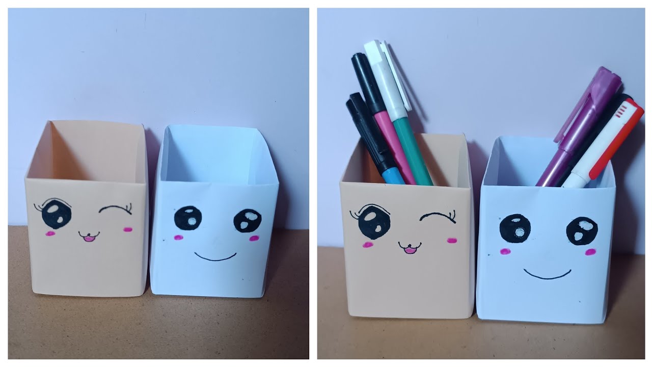 DIY Pen holder || How To Make Paper Pen/Pencil Box || Paper Craft ...
