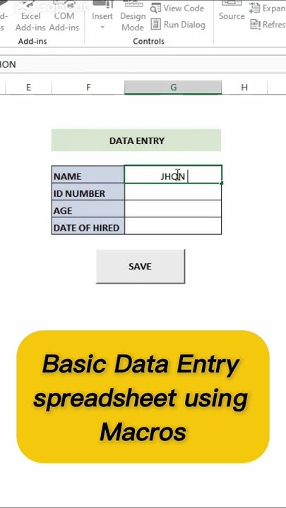 Create a Basic Data Entry Sheet with Excel Macro 📈 #excel #spreadsheet ...