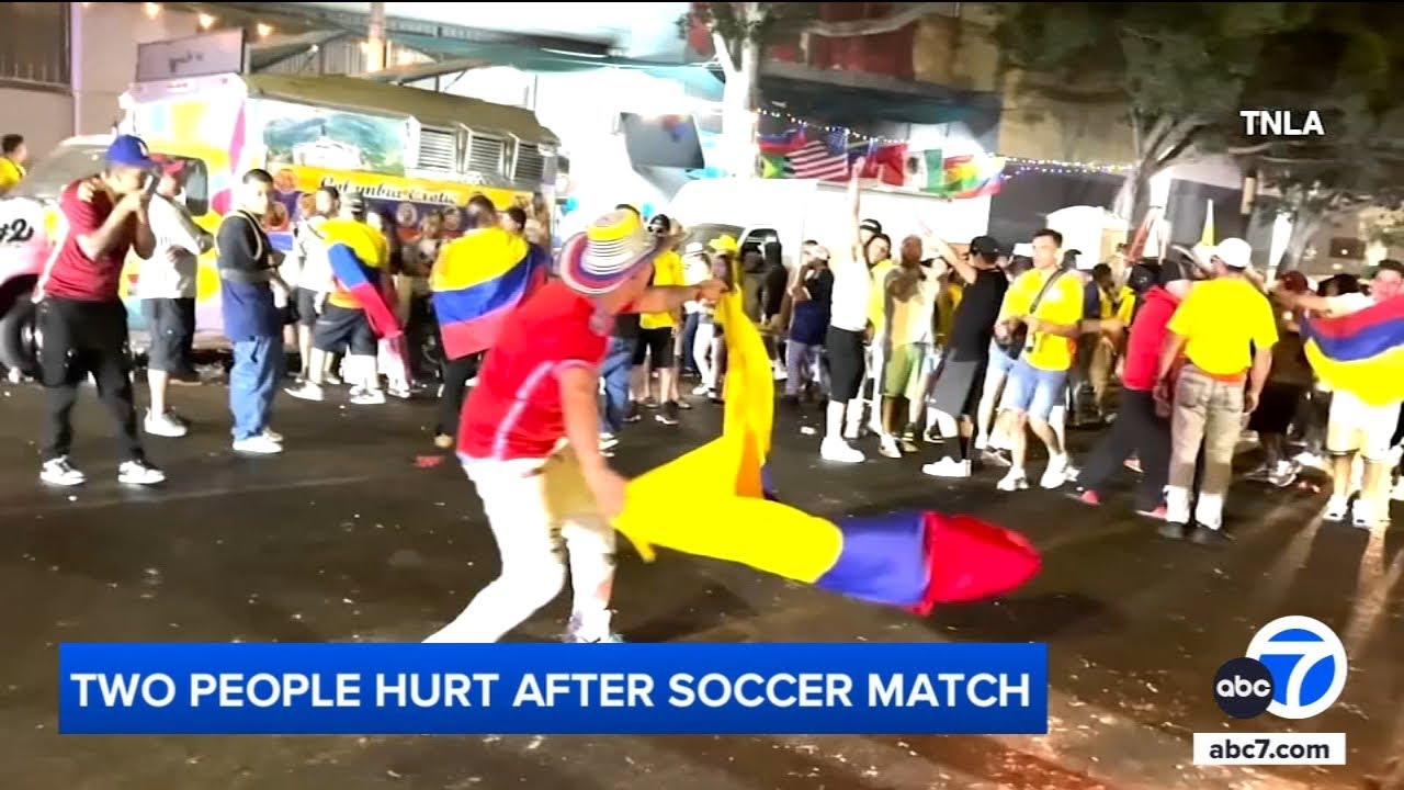 2 stabbed after chaos erupts in L.A. following Copa América final - YouTube