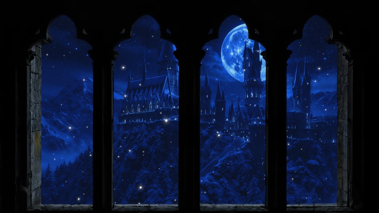 4K Hogwarts Window Projector for Sleep – Harry Potter Music Ambience ...