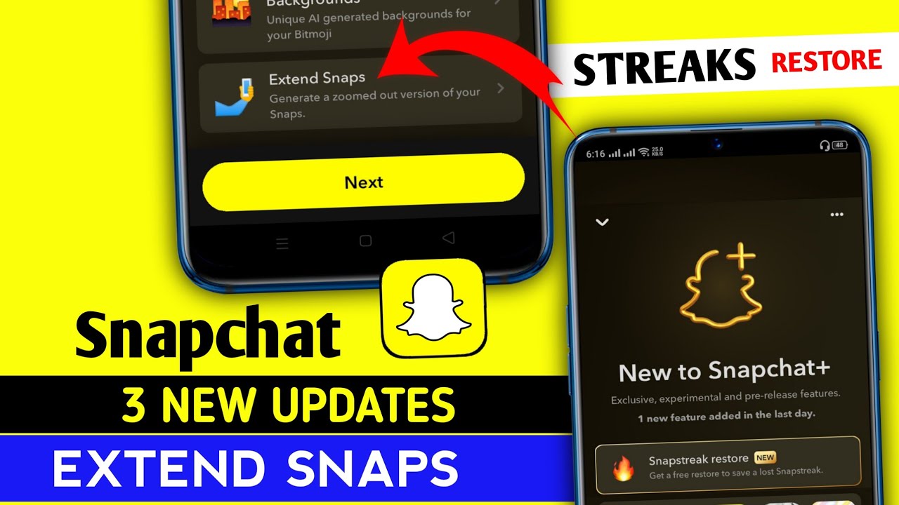 Snapchat 3 new updates || Extend snaps update || Snapchat snapstreaks ...