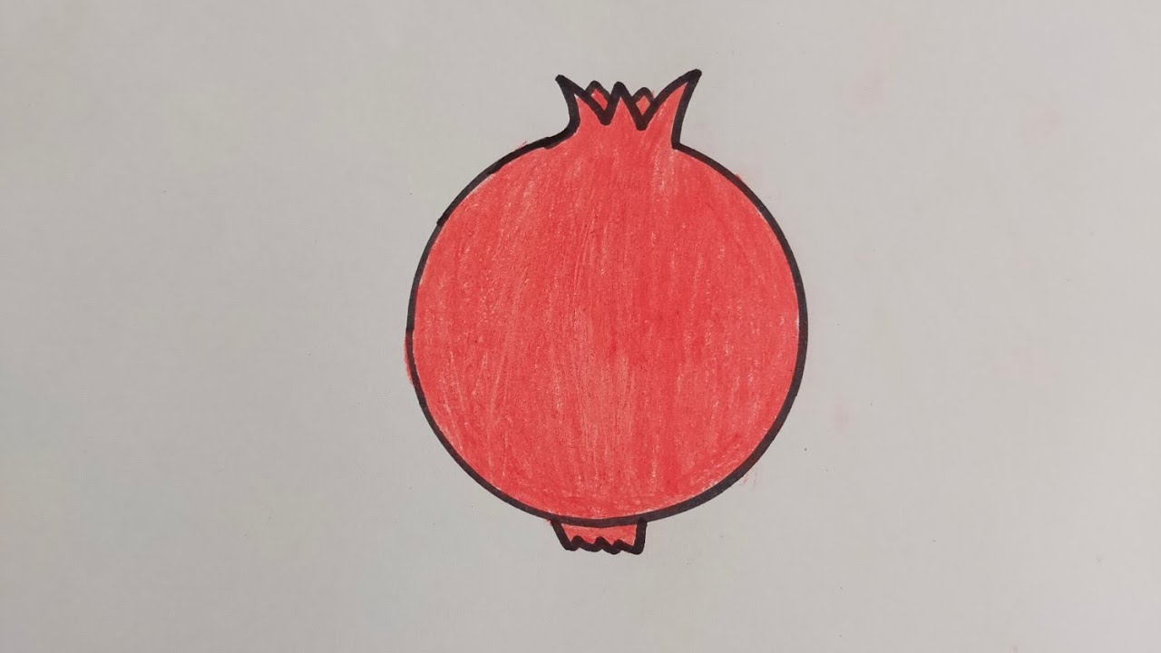 how to draw a pomegranate - simple drawing - YouTube