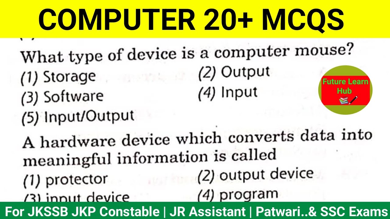 COMPUTER Top 20+ MCQS | PYQS | Computer Important Questions for JKP ...