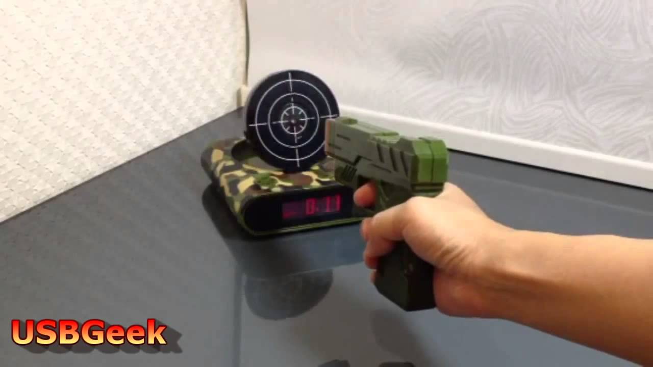 Camouflage Gun Target Alarm Clock - YouTube