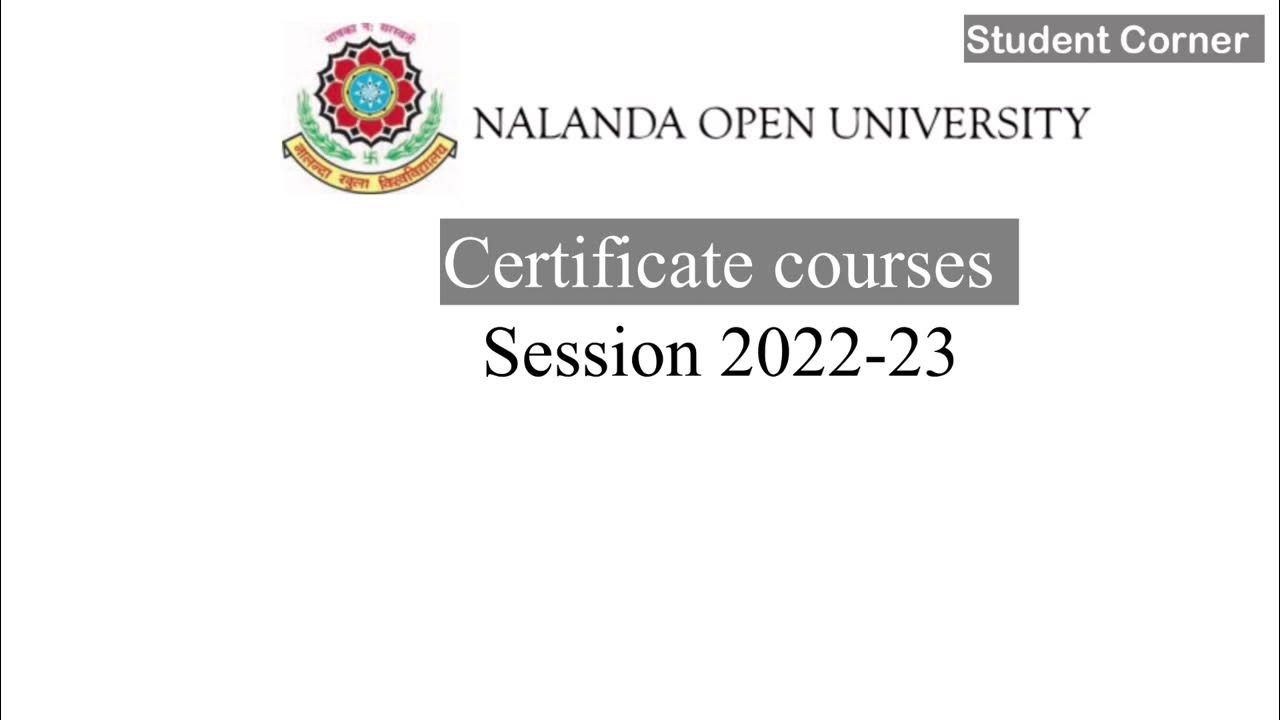 NOU Certificate Courses Assignment | Nalanda Open University - YouTube