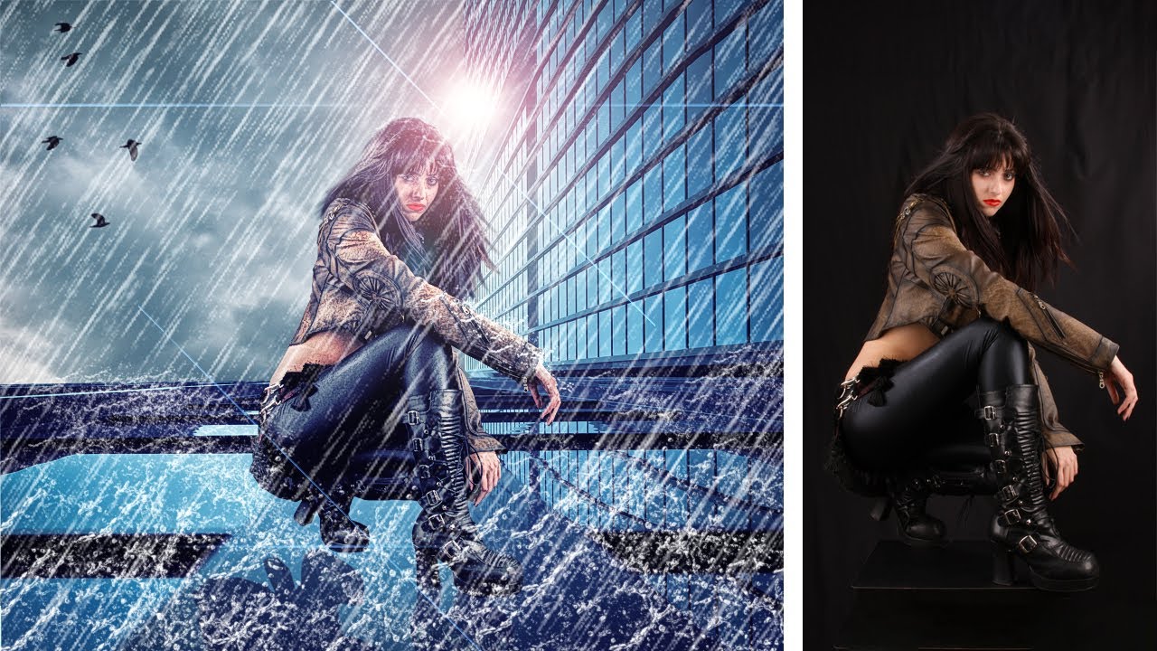 Light with rain effect photo manipulation | photoshop tutorial cs6/cc ...