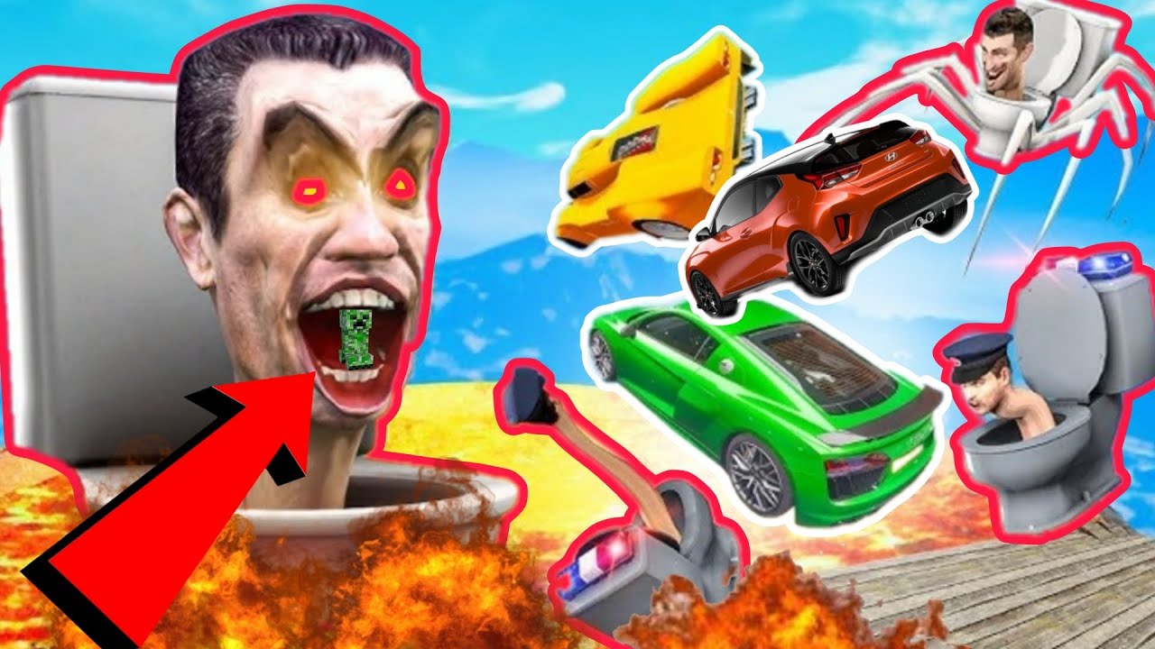 SKIBIDI TOILETS VS CARS!!! #skibiditoilet #skibidi #car #beamngdrive # ...