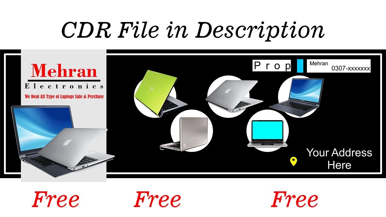 Laptop and computer shop Flex banner in Corel draw || cdr file || viral ...