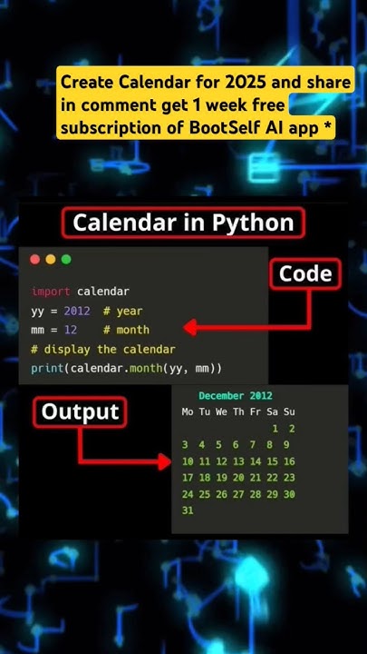 CALENDAR IN Python - YouTube