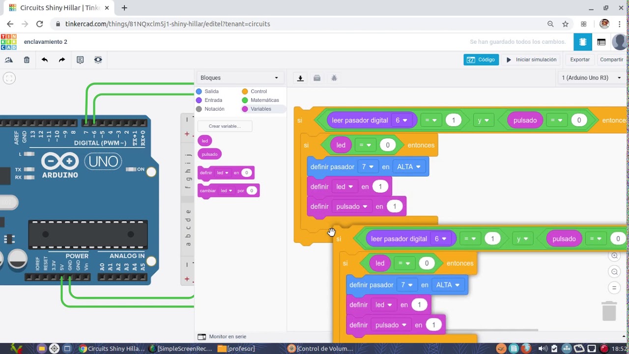 Arduino con Tinkercad 8. Más variables... - YouTube