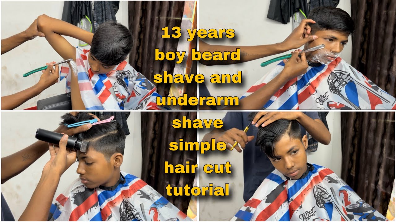 13 years boy beard shave and underarm shave simple haircut tutorial ...